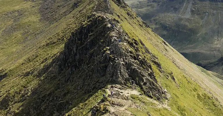 Striding Edge Scrambling Route on Helvellyn, The Lake District, UK