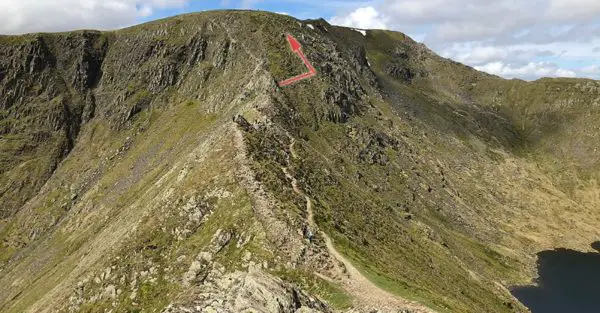 Striding Edge Scrambling Route on Helvellyn, The Lake District, UK