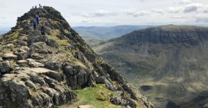 Striding Edge Scrambling Route on Helvellyn, The Lake District, UK
