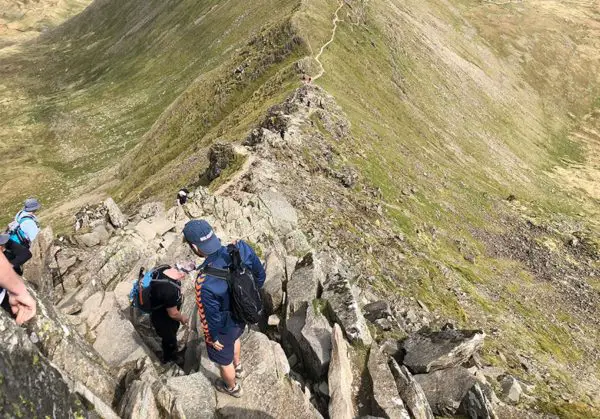 Striding Edge Scrambling Route on Helvellyn, The Lake District, UK